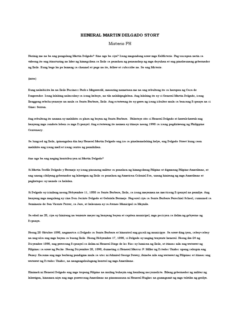 Heneral Martin Delgado Story | PDF