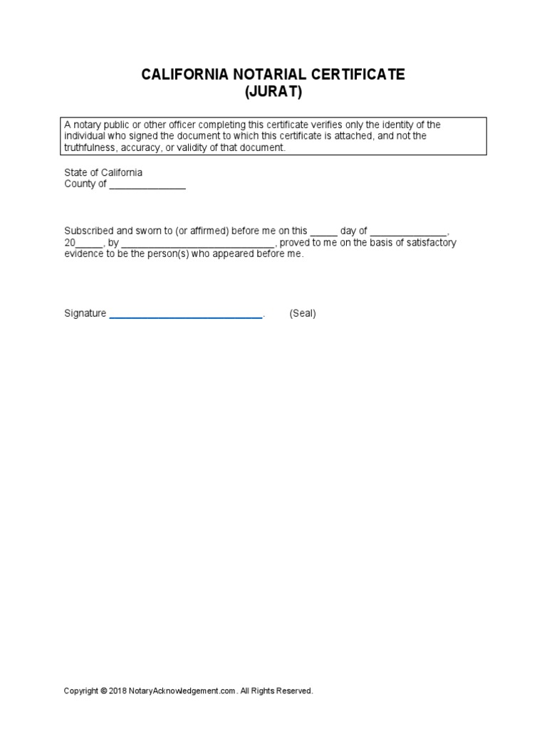 California Notarial Certificate (Jurat) | PDF