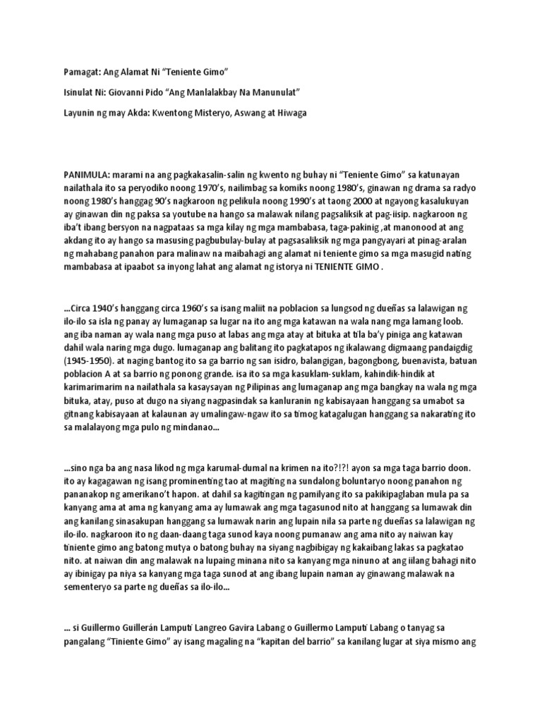 Kwento Ni Gimo | PDF