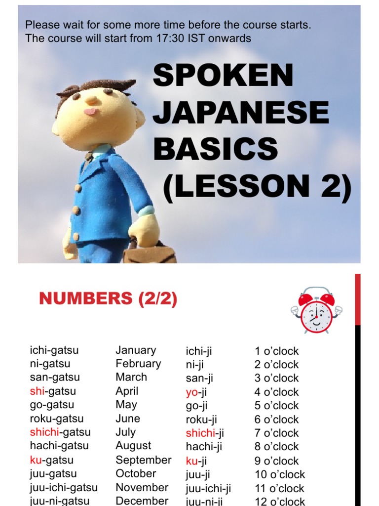 Japanese basics lesson on numbers, time and objects | PDF | Cognitive ...
