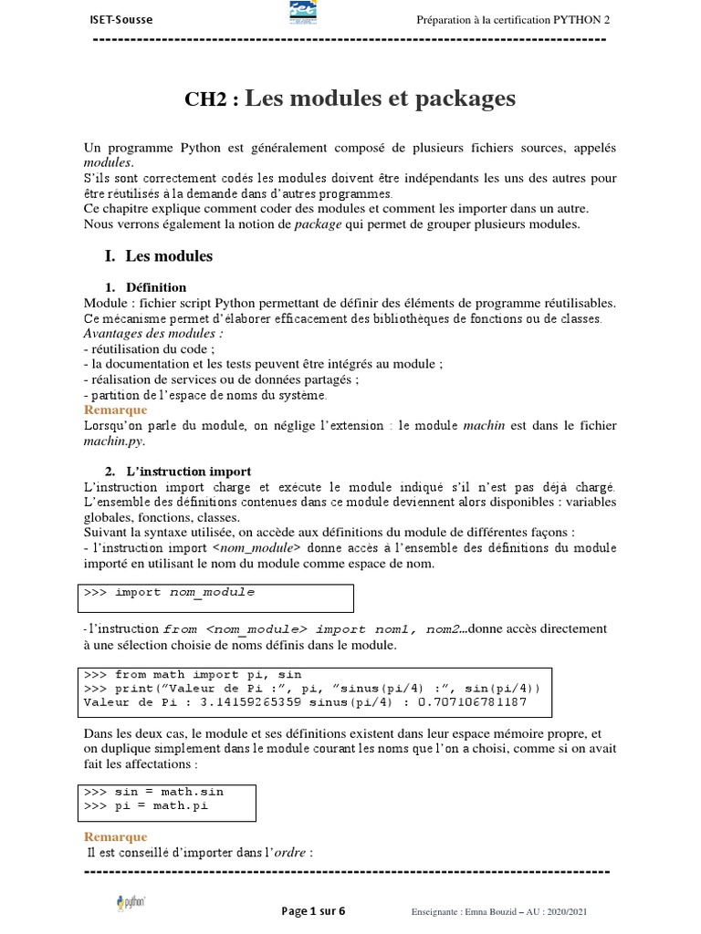 Modules et Importation en Python | PDF | Python (Langage de ...