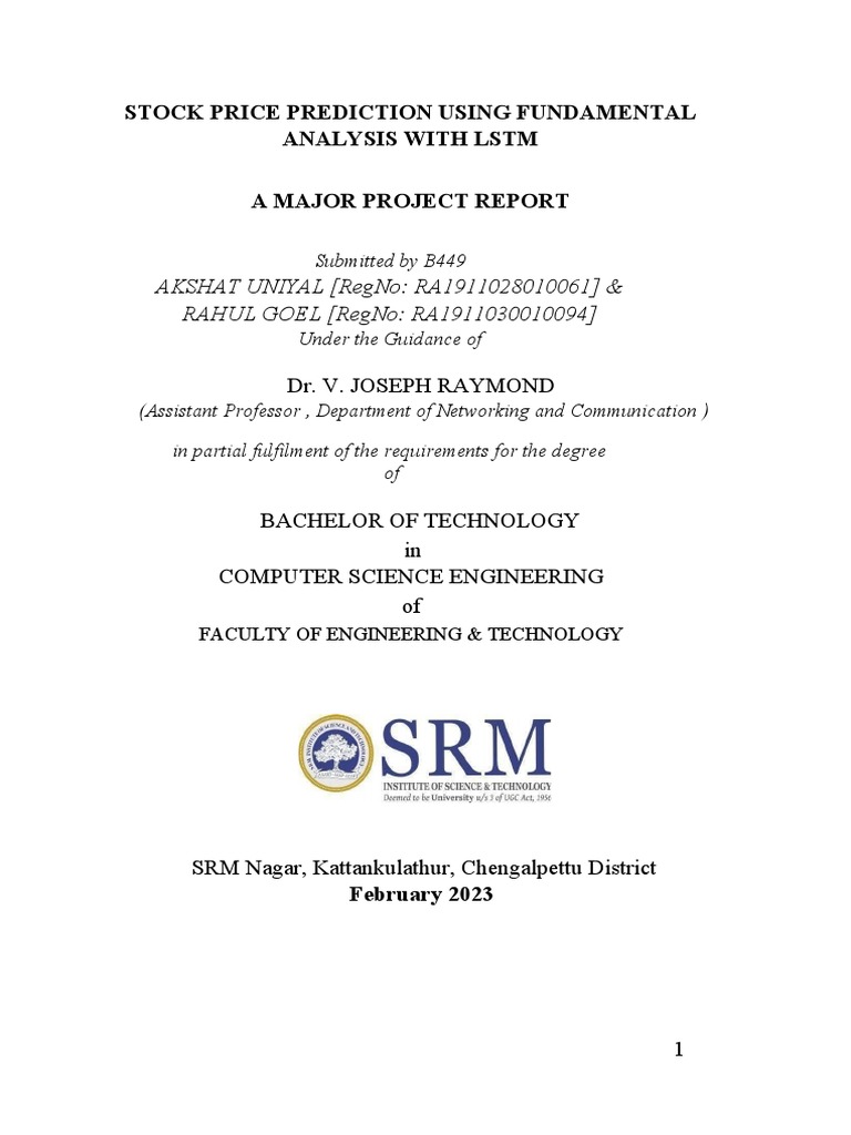 Major - Project Report | Download Free PDF | Stocks | Machine Learning