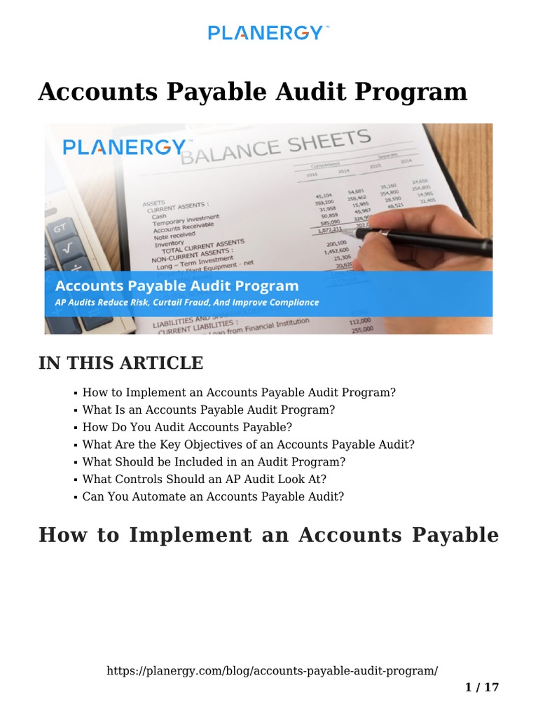 Accounts Payable Audit Program Guide | PDF | Accounts Payable | Audit