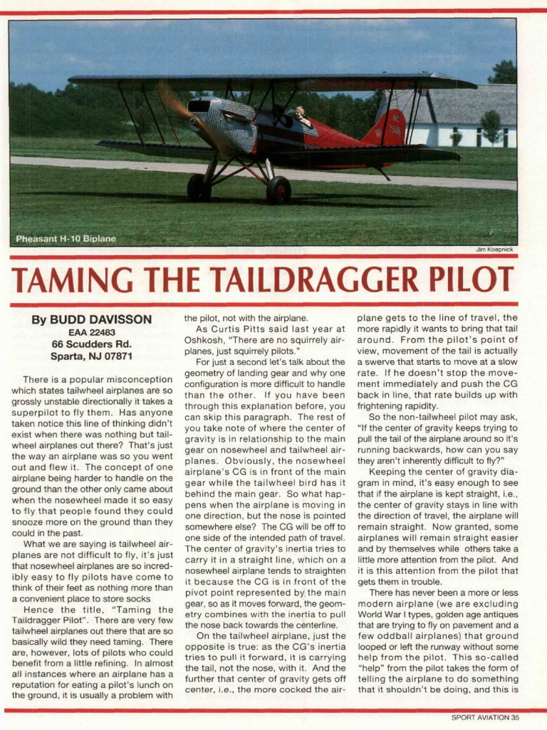 Taming The Taildragger | PDF | Airplane | Aviation