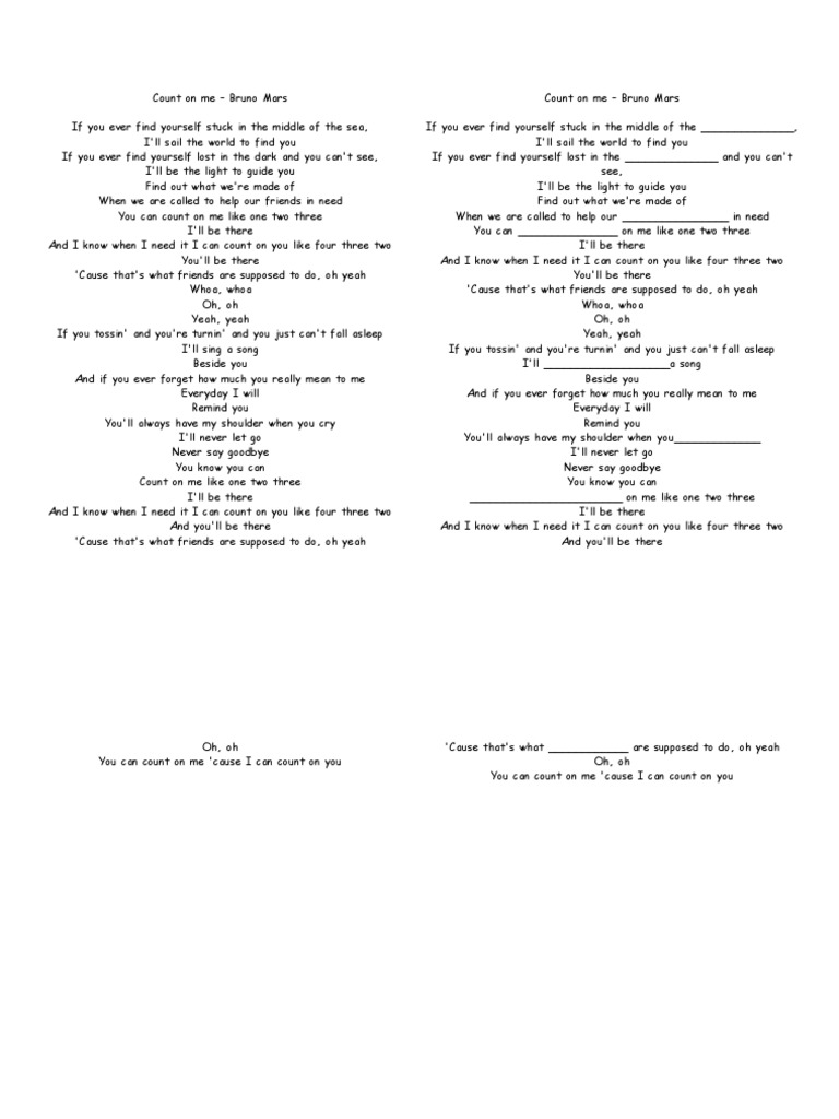 Count On Me - Bruno Mars | PDF