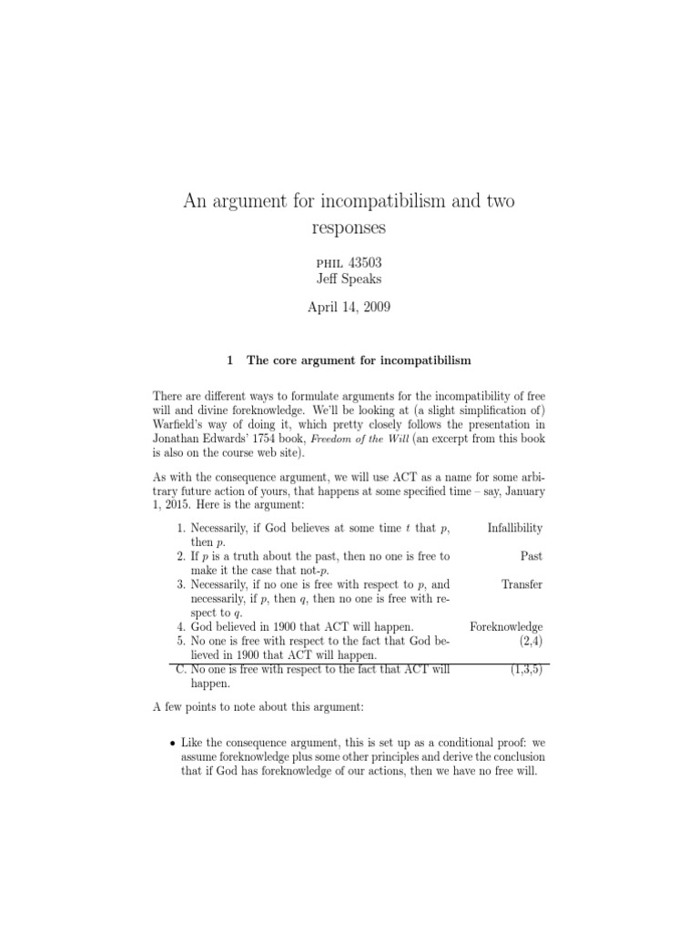 Molinism Ockhamism | PDF | Free Will | Argument