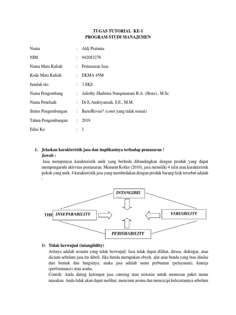 Aldi Pratama (042083276) - Tugas 1 Ekma4568 Pemasaran Jasa | PDF