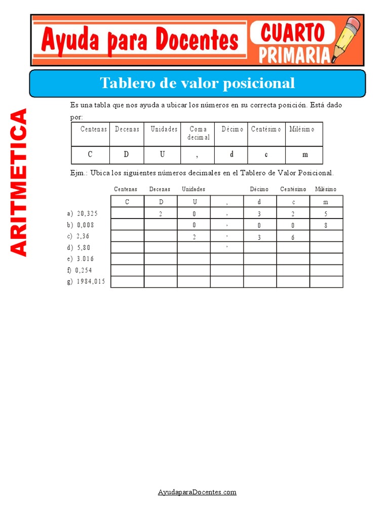 Valor Posicional 4to Grado VALOR POSICIONAL DE UN NÚMERO Super Fácil