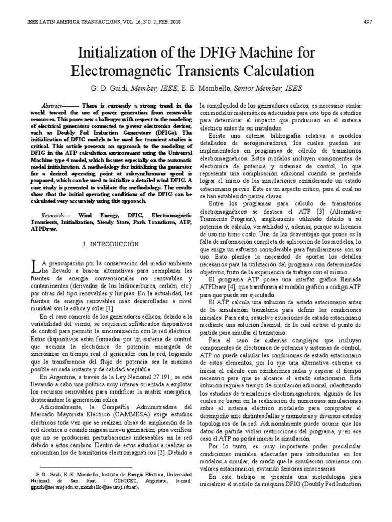 Initialization of The DFIG Machine For Electromagnetic Transients Calculation | PDF | Corriente ...