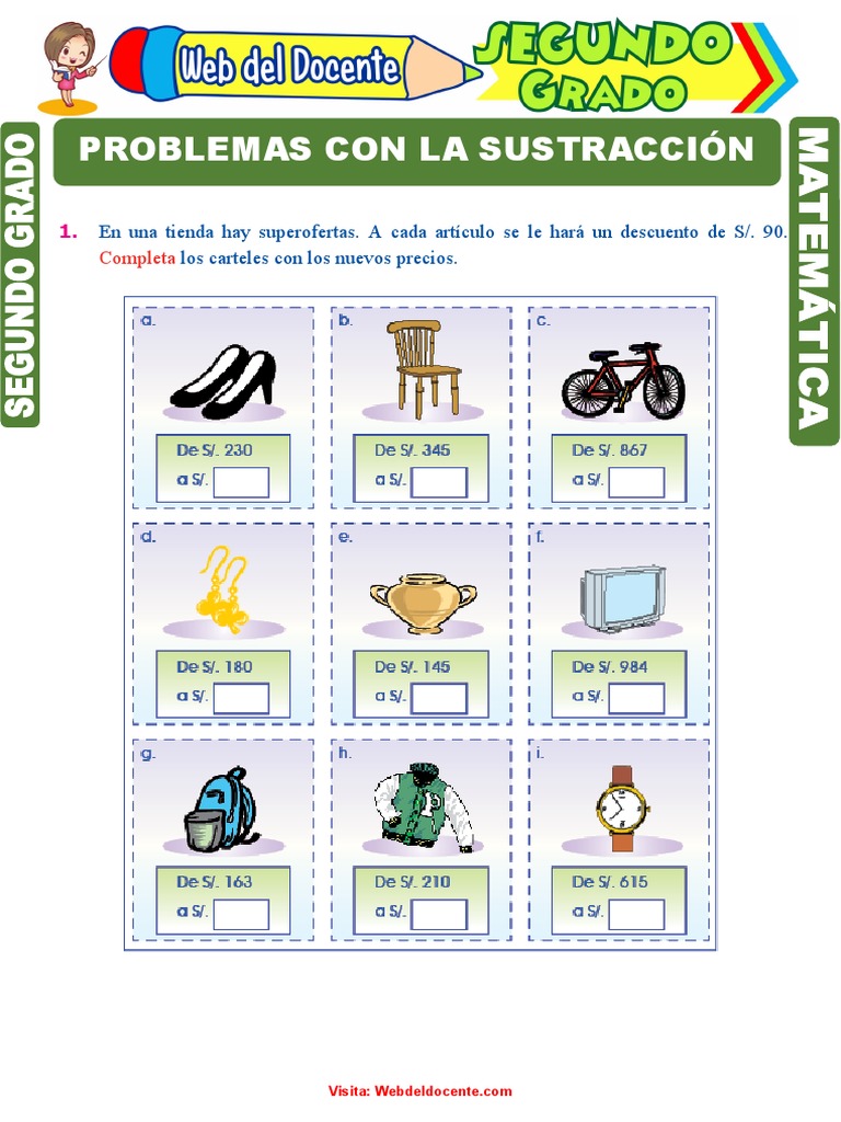 Problemas de La Sustracción para Segundo Grado de Primaria | PDF