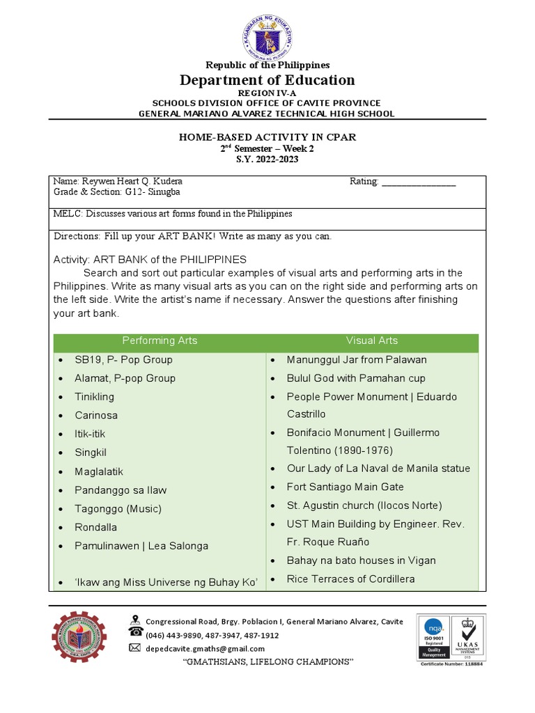 Home Based Learning CPAR Week 2 | PDF | Philippines Home Based Learning CPAR Week 2 | PDF | Philippines
