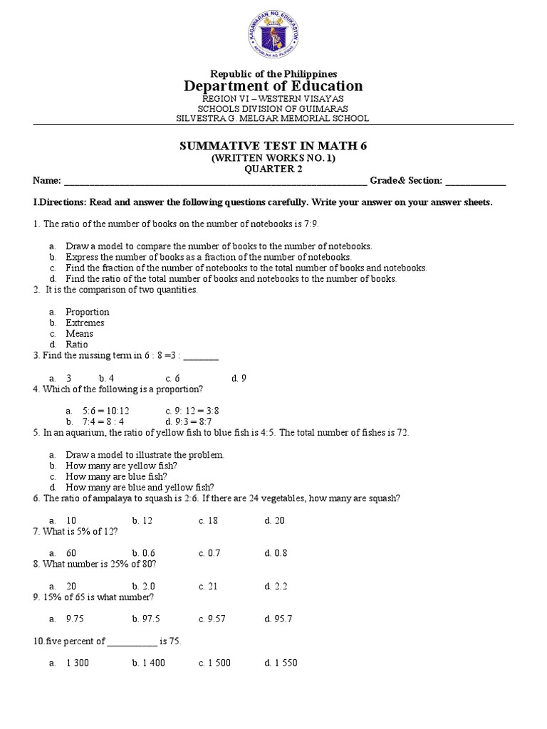 Math 6 Q2 Summative Test | PDF | Subtraction | Mathematical Objects