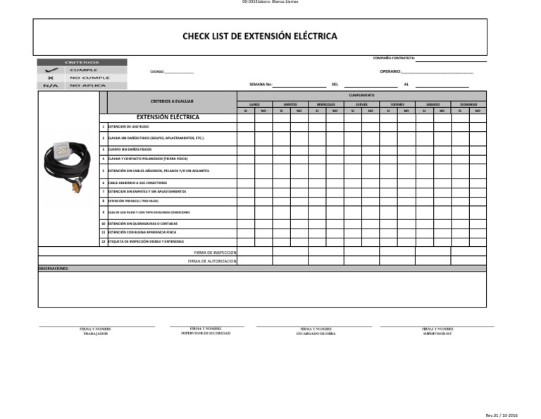 Check List - Alargues-Extensiones | PDF | Electricidad | Ingenieria ...