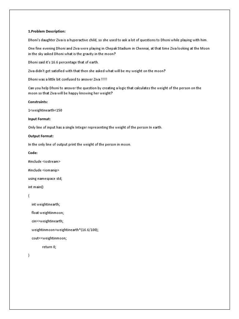 1 Problem Description Pdf String Computer Science Namespace