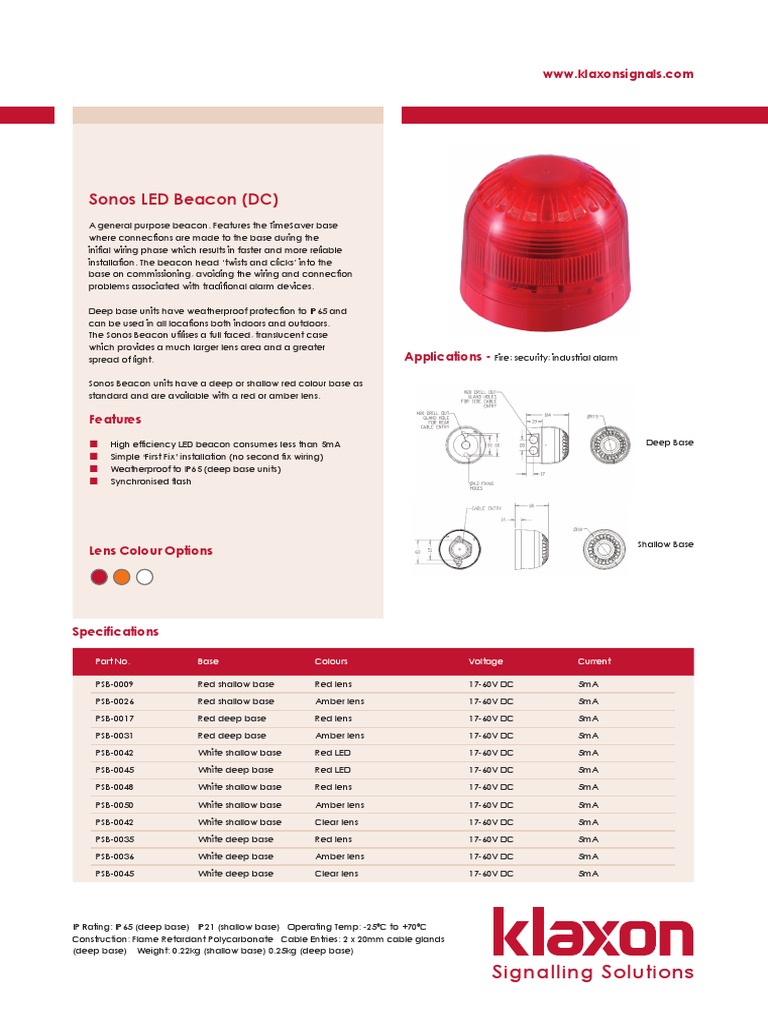 Sonos LED Beacon (DC) : Signalling Solutions | PDF | Electrical Wiring | Components