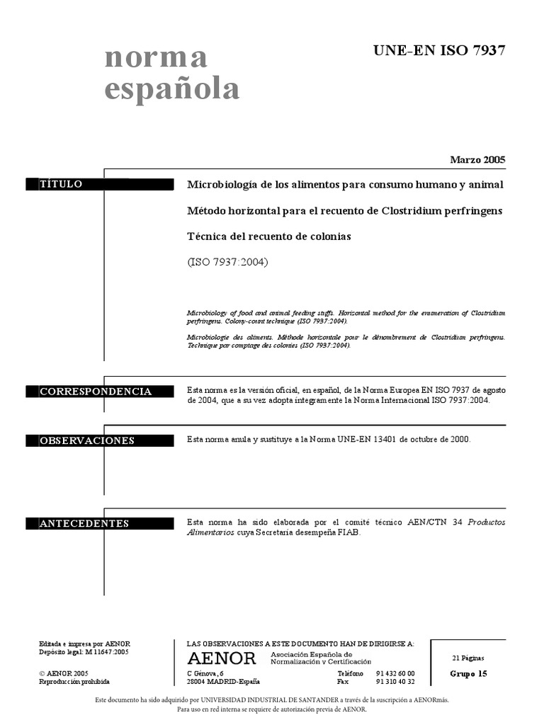 Norma Española: UNE-EN ISO 7937 | PDF | Europa