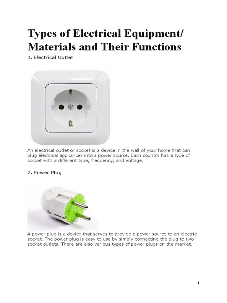 Types of Electrical Equipment and Their Functions | Download Free PDF | Ac Power Plugs And ...