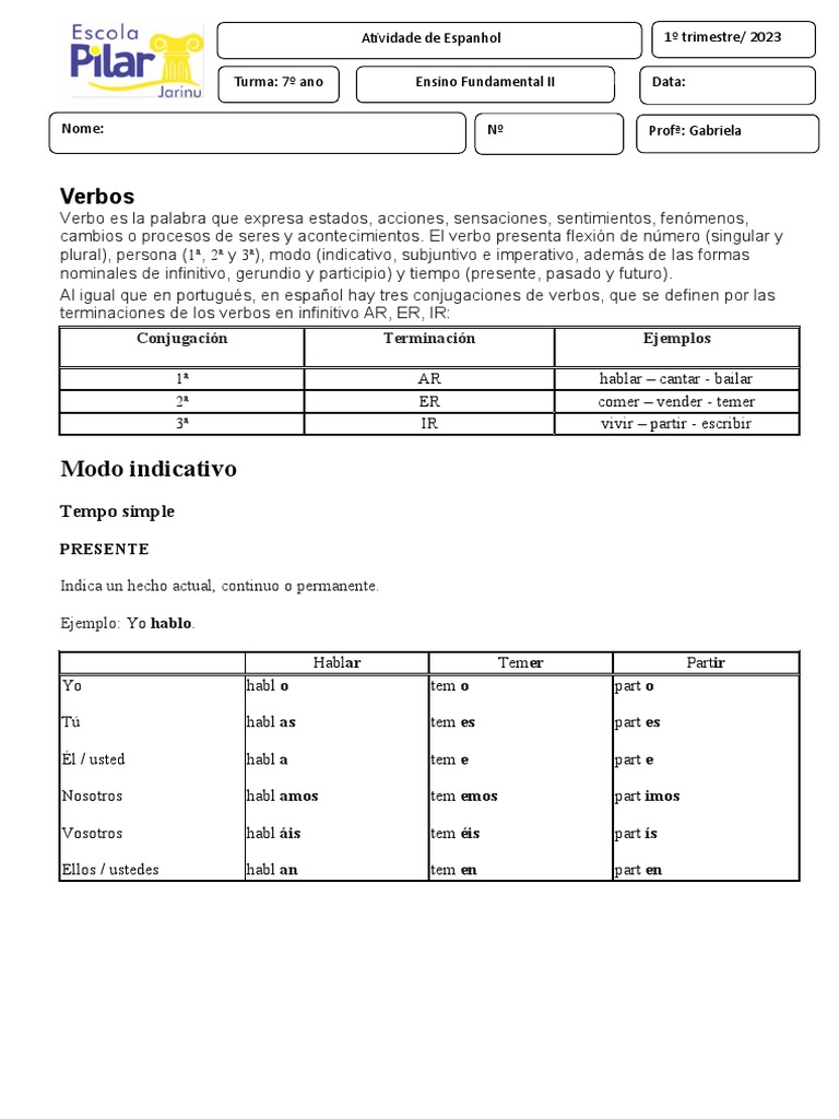 Presente Do Indicativo | PDF