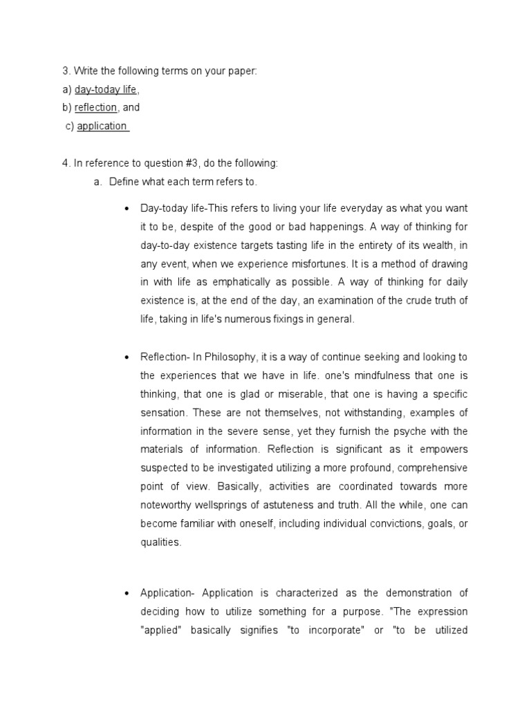 Day-to-day reflection and application in life | PDF | Narrative | Thought