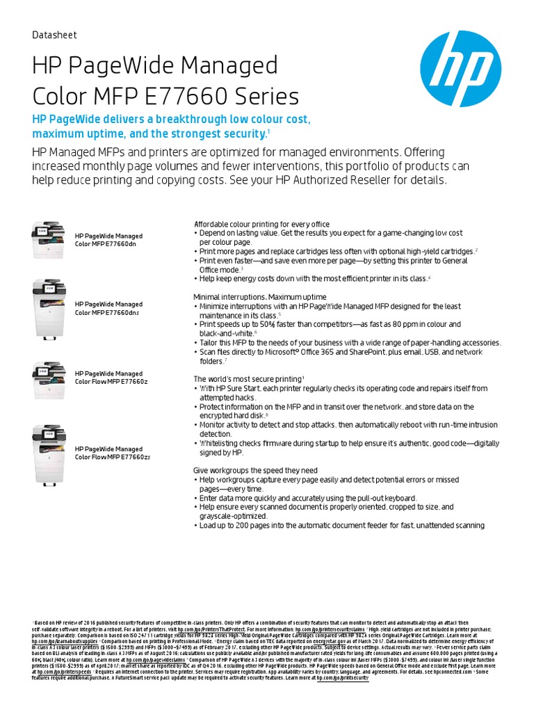 HP Pagewide Managed Color MFP E77660 Series | PDF | Image Scanner | Operating System