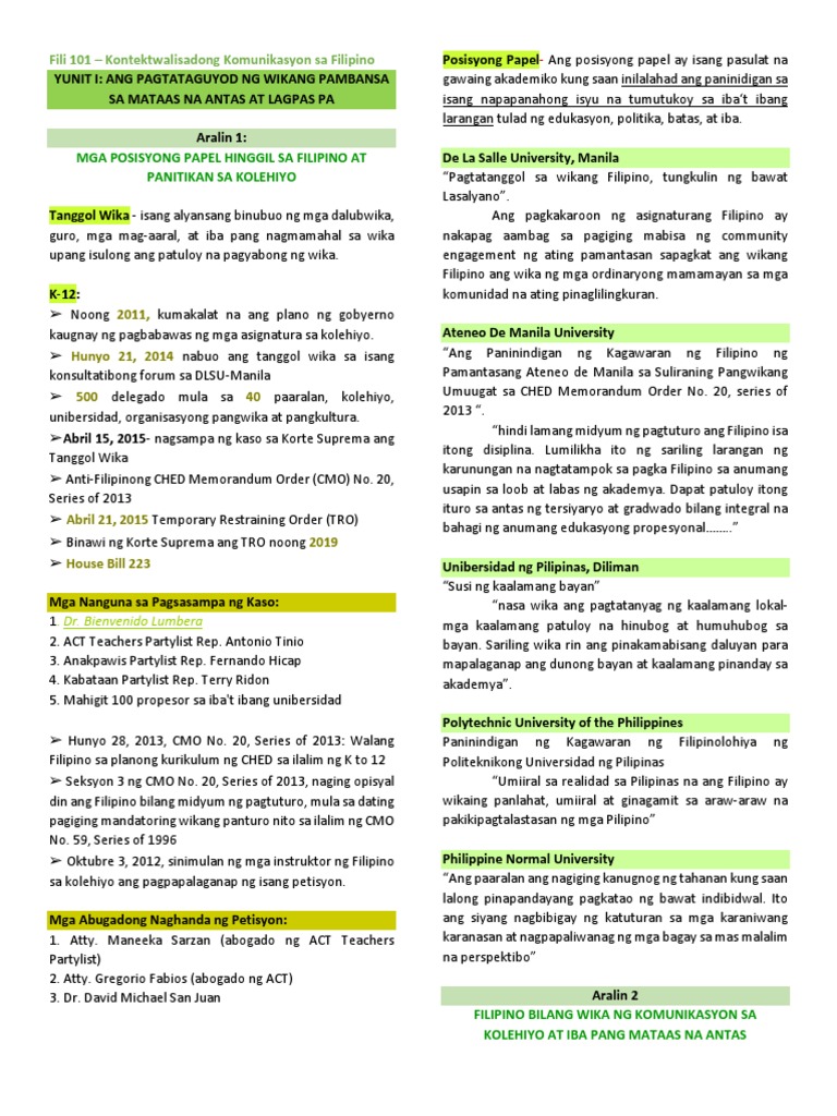 Fili 101-Midterms Reviewer | PDF