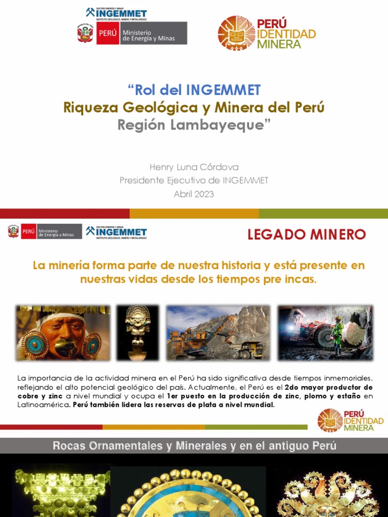 "Rol Del INGEMMET: Riqueza Geológica y Minera Del Perú | PDF | Minería ...