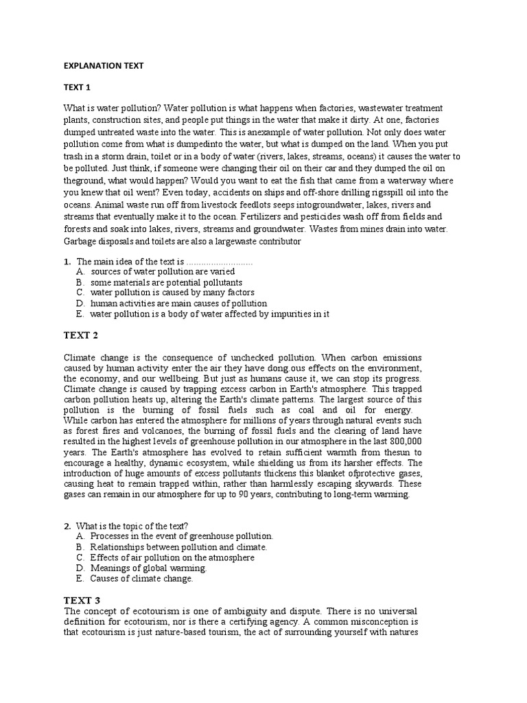 Explanation Text SMT 4 2023 | PDF | Water Pollution | Climate Change