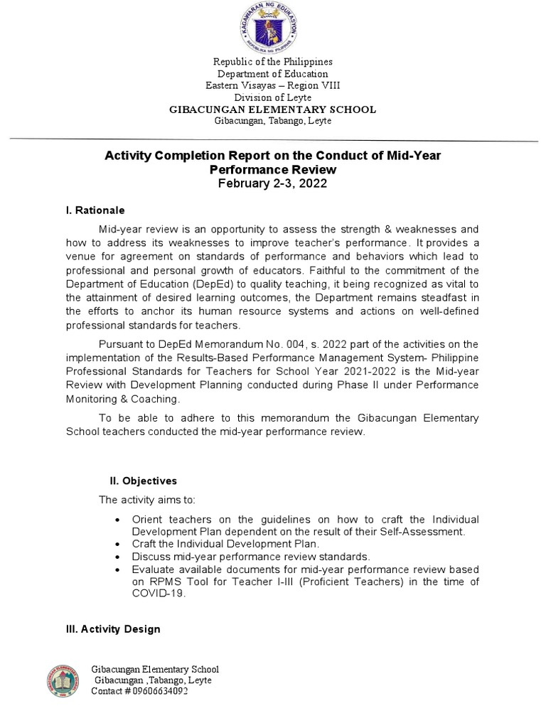 ACR On The Conduct of Mid Year Performance Review | PDF | Performance ...