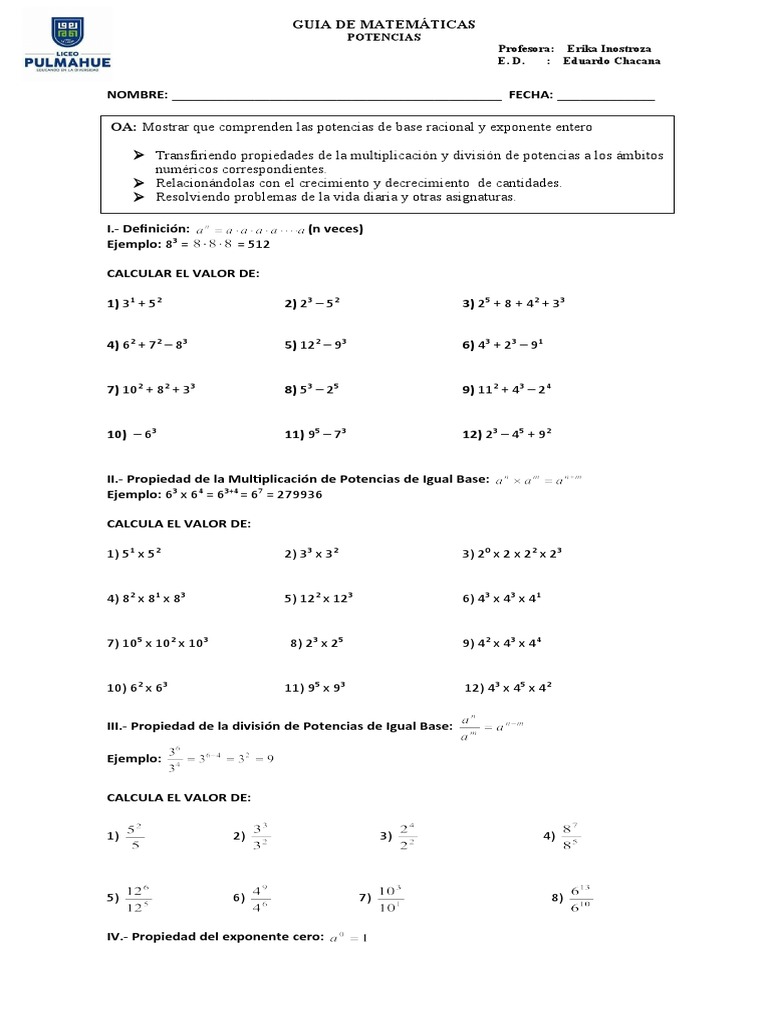 1 Medio Potencias | PDF | Exponenciación