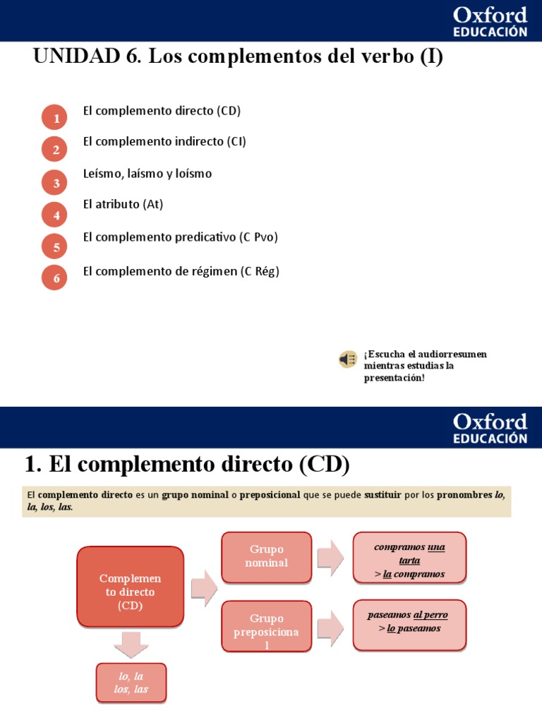 Tipos de complementos del verbo | PDF | Objeto (gramática) | Gramática