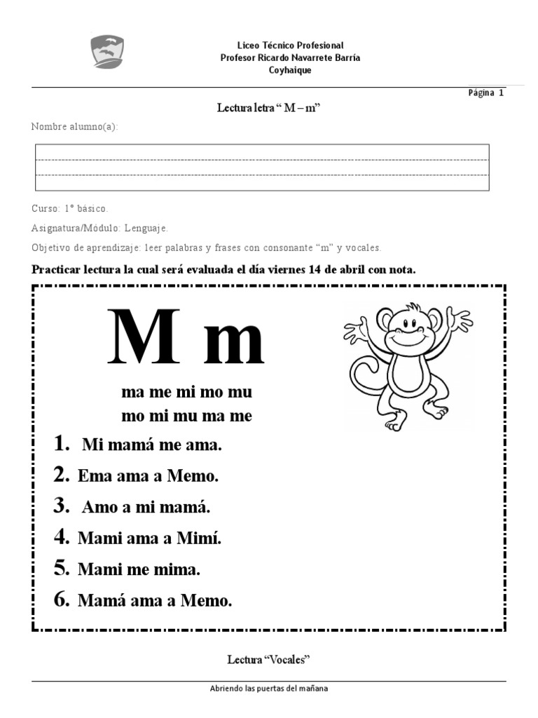 Lectura Letra M | PDF