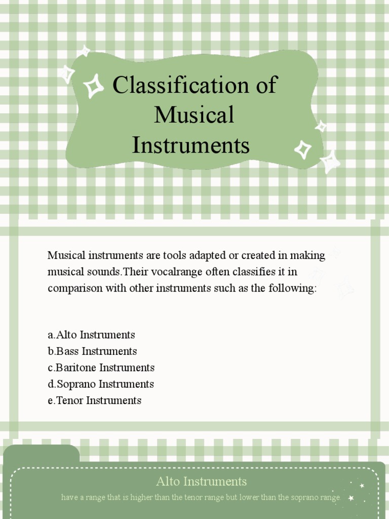 Classification of Musical instruments-FLORES | PDF | Musical ...