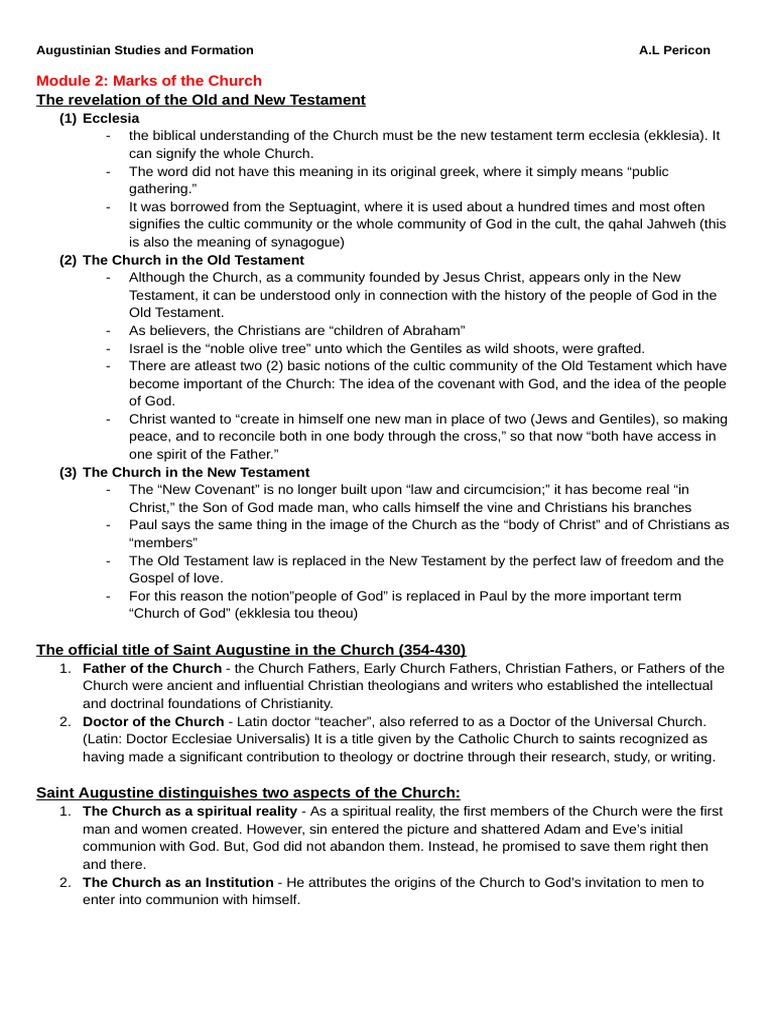 Module 2 | PDF | Catholic Church | Augustine Of Hippo