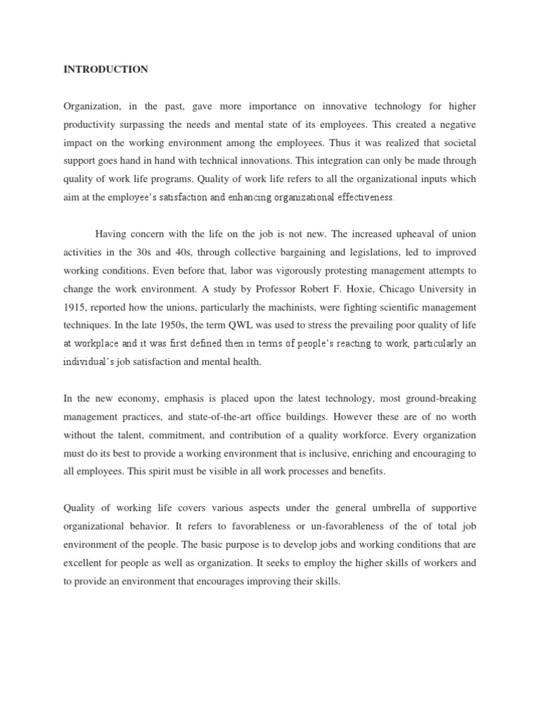 QWL Theory | PDF | Job Satisfaction | Action (Philosophy)