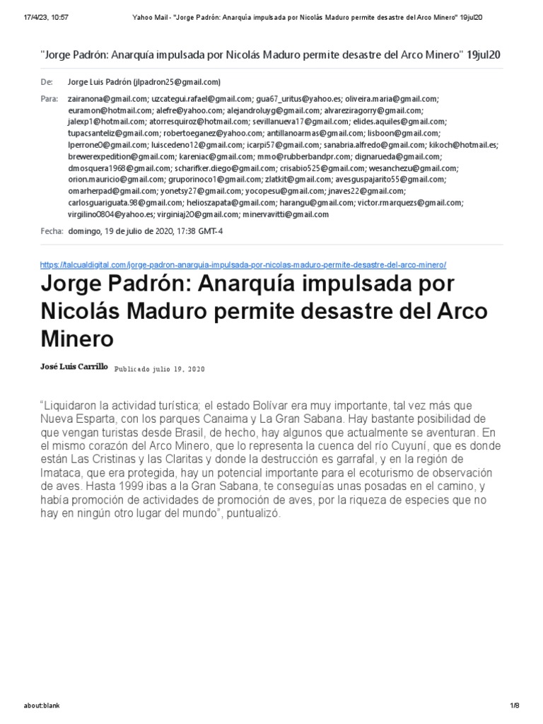 Yahoo Mail - Jorge Padrón - Anarquía Impulsada Por Nicolás Maduro ...