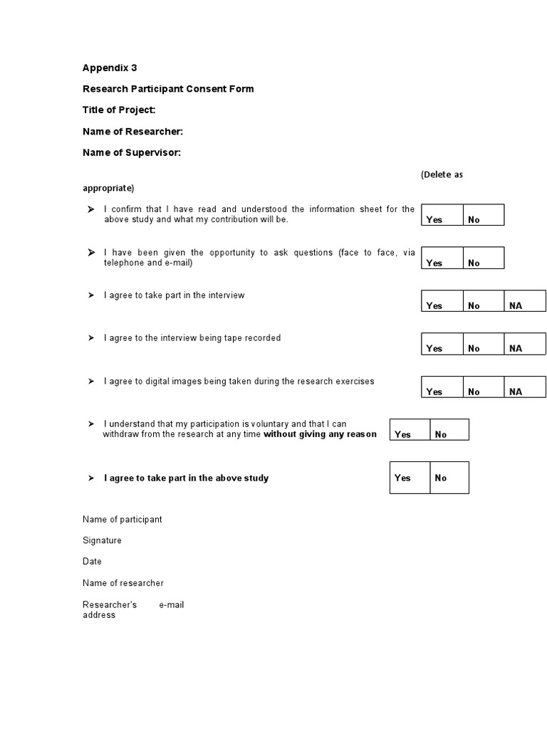 Research Consent Form Guide | PDF