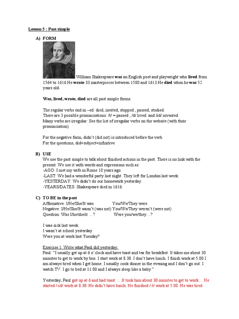 Lesson 5 Past Simple Correction | PDF | Linguistics