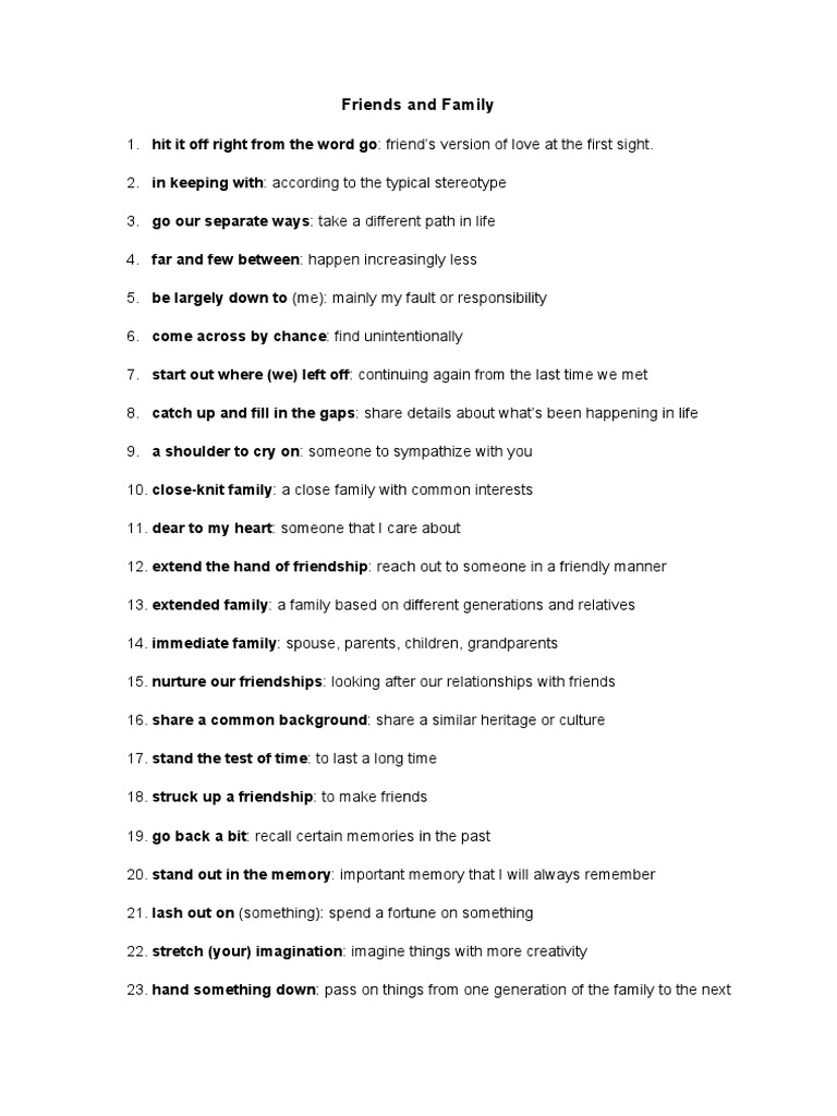 Friends and Family | PDF