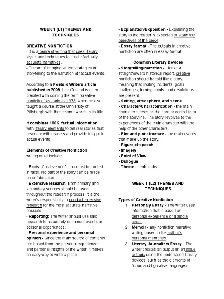 Creative Nonfiction Writing Guide | PDF | Creative Nonfiction | Narrative