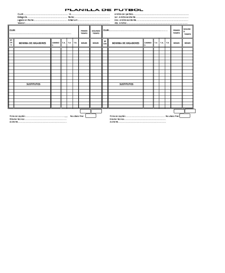 Planilla de Futbol | PDF