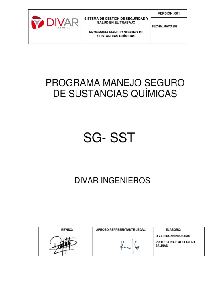 Programa Manejo Seguro de Sustancias Quimicas | Descargar gratis PDF ... Programa Manejo Seguro de Sustancias Quimicas | Descargar gratis PDF ...