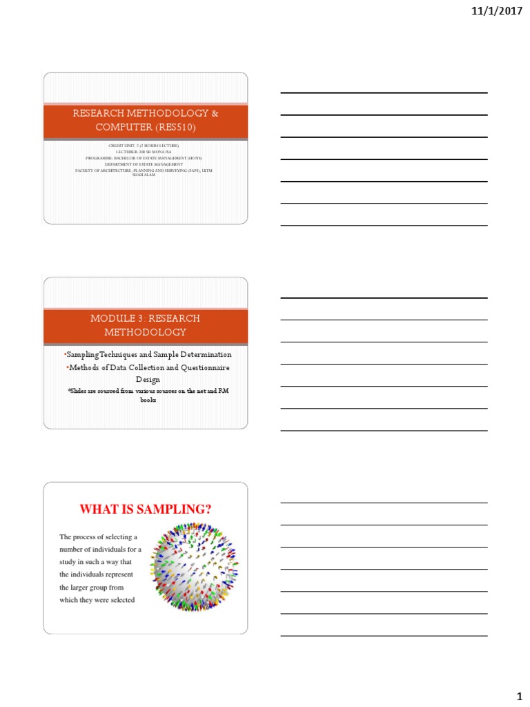 RES 510 Module 3 Research Methodology On Data Collection, Sampling Techniques and Sample ...