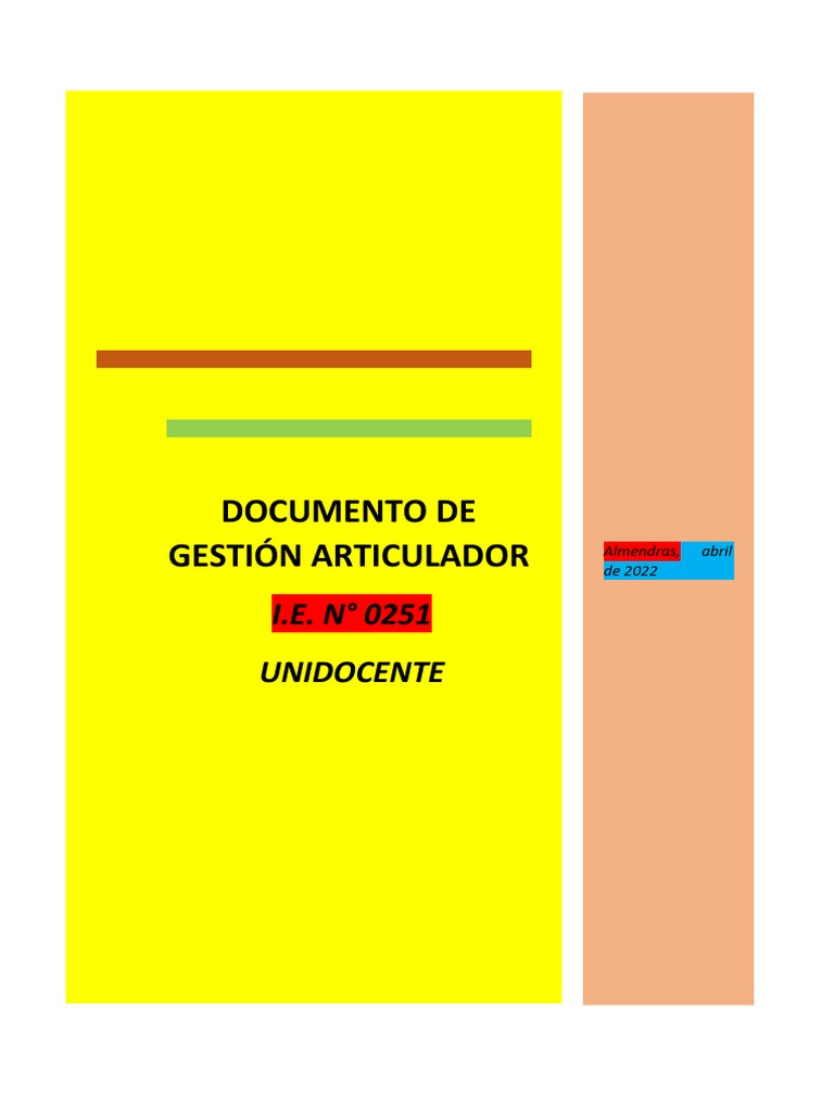 Documento de Gestión Articulador: I.E. #0251 Unidocente | PDF | Las emociones | Maestros