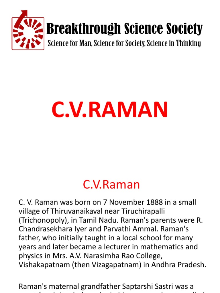 C V Raman | PDF | Science
