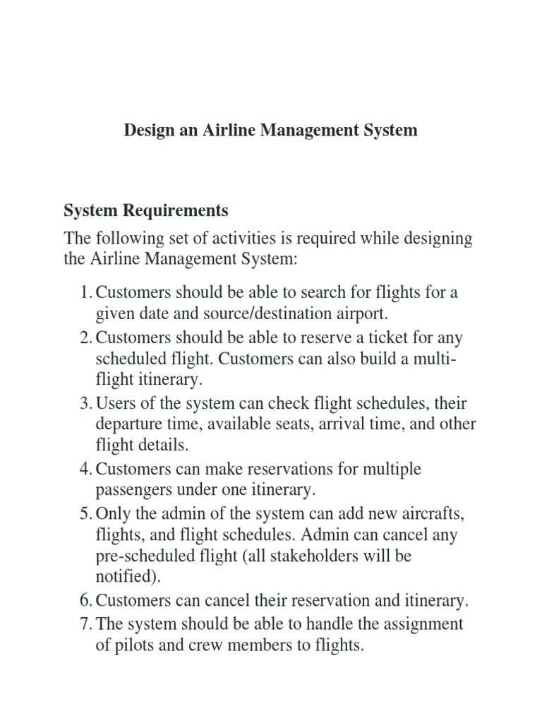 Case - Study - Design An Airline Management System | PDF