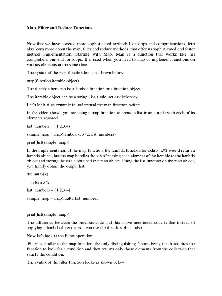 Understanding Map, Filter, and Reduce | PDF | Anonymous Function ...