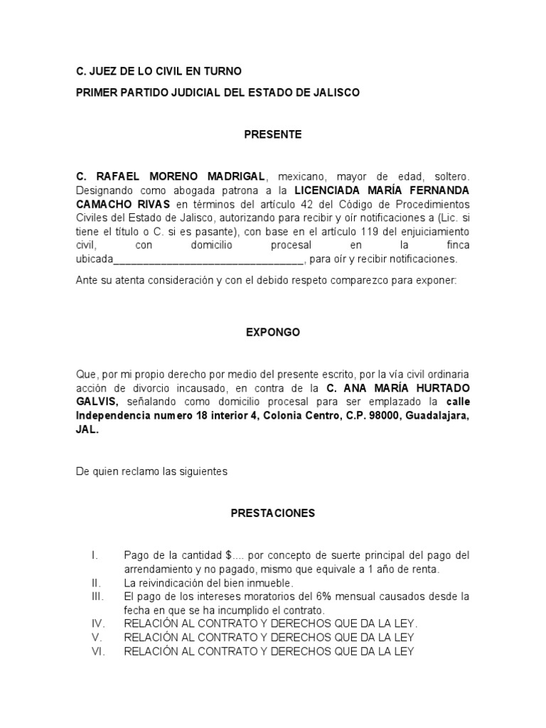 Modelo de Demanda Civil | PDF | Gobierno | Justicia