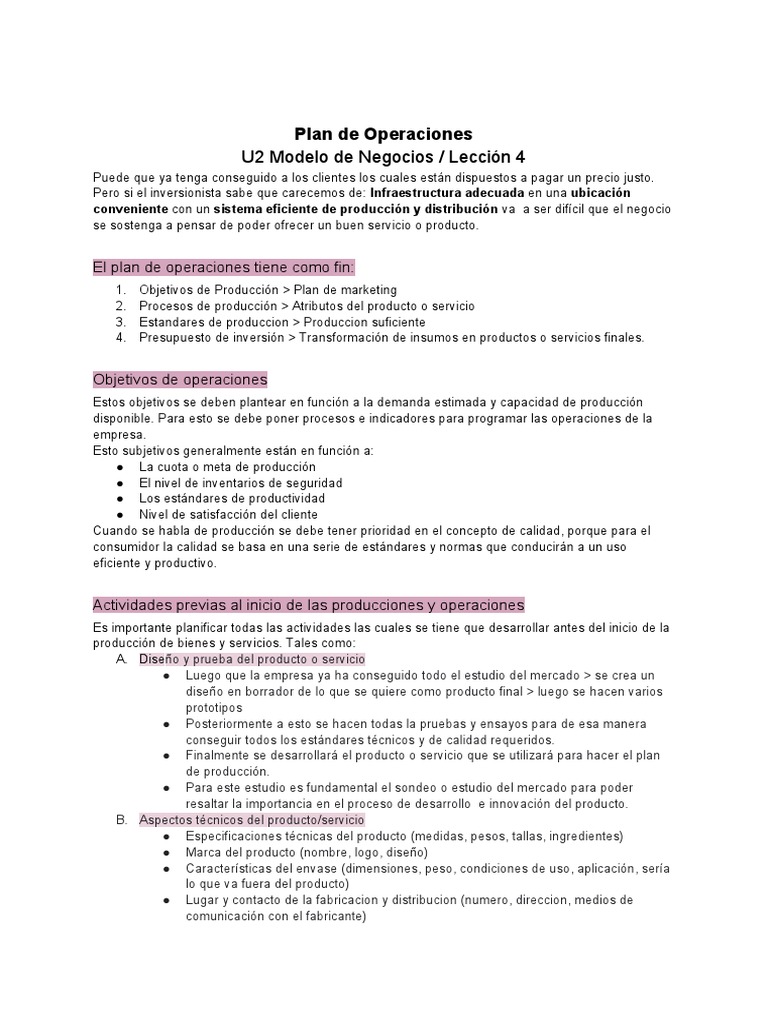U2-Lección 4 Construcción - Del - Plan - de - Negocios | PDF | Calidad ...