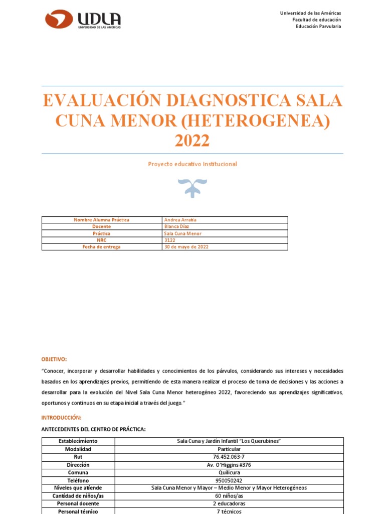 Evaluacion Diagnostica SCM 2022 | PDF | Educación de la primera infancia | Aprendizaje