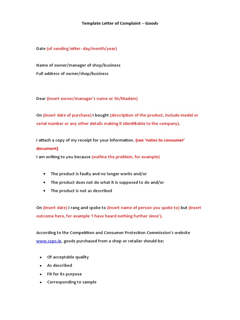 Complaint Letter Template 02 | PDF